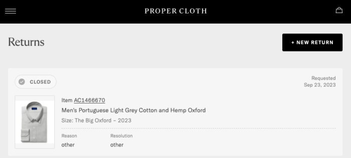 How to Return a Product - Proper Cloth Help